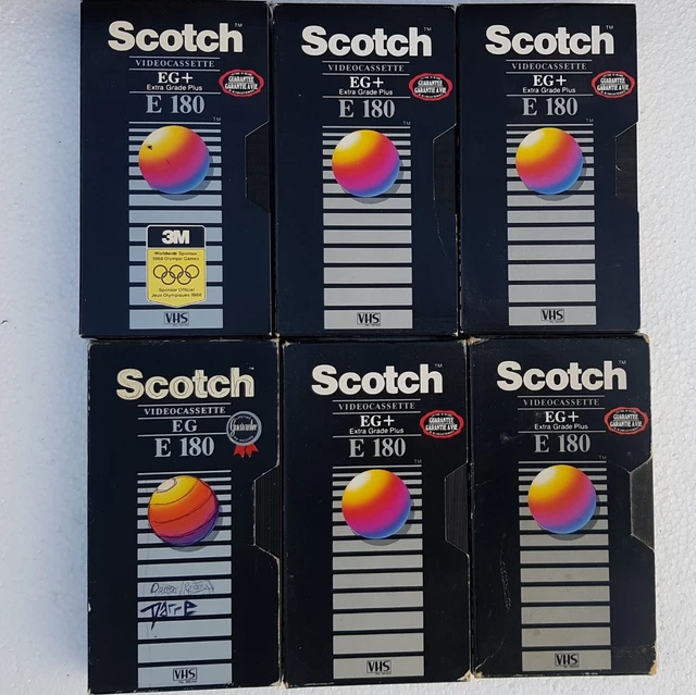 6 X SCOTCH EG+ E 180 MINUTE VHS VIDEO TAPES CASSETTES USED - Boxing ...