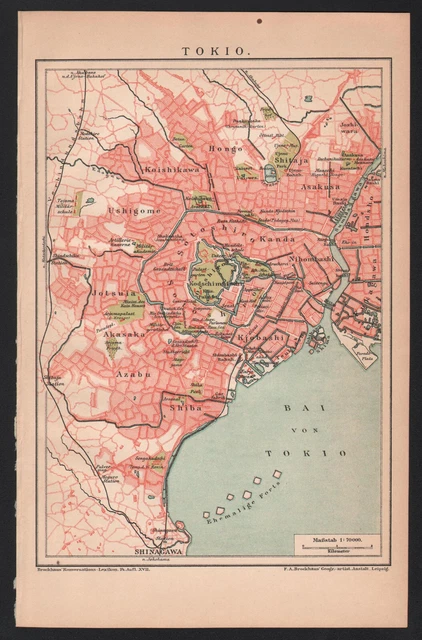 ANTIQUE MAP. ASIA. JAPAN CITY MAP OF TOKYO. Circa 1892 £10.00 - PicClick UK