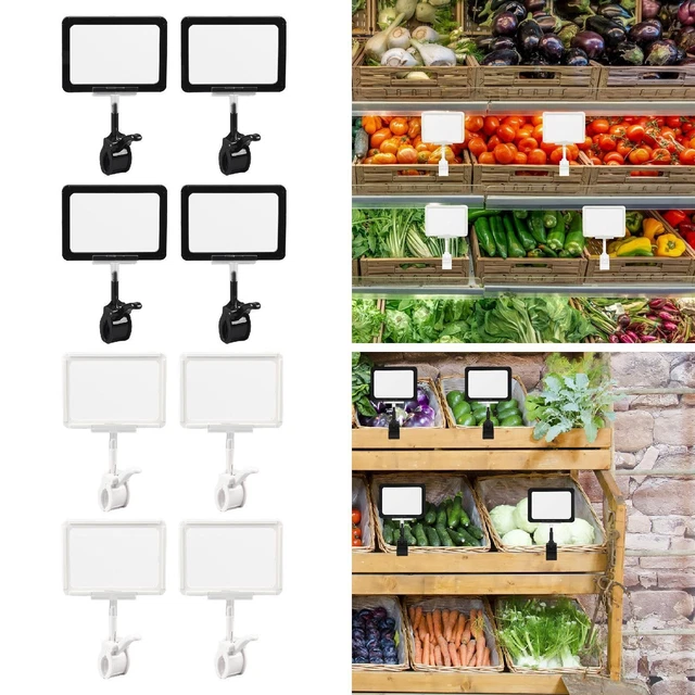 4PCS SIGN HOLDER Clips Swivel Price Tags Clamps Merchandise Reusable ...