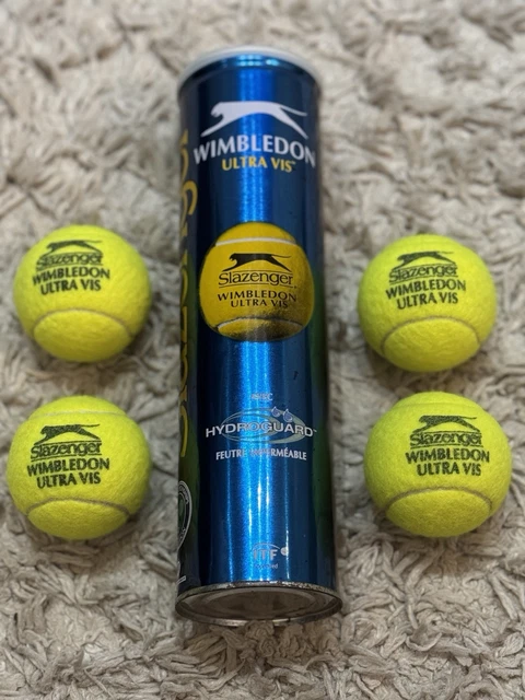 VINTAGE SLAZENGER WIMBLEDON Ultra Vis Tennis Balls - Tube of 4 balls £ ...