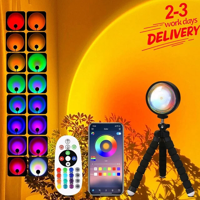 RGB SUNSET LAMP Rainbow Projection LED Modern Romantic RGB Remote ...