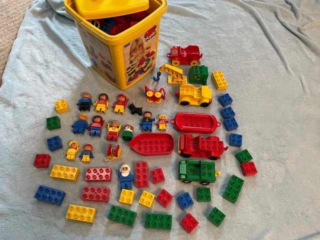 VINTAGE HUGE LEGO Duplo Job Lot Bricks Vehicles Figures Storage 1501 ...