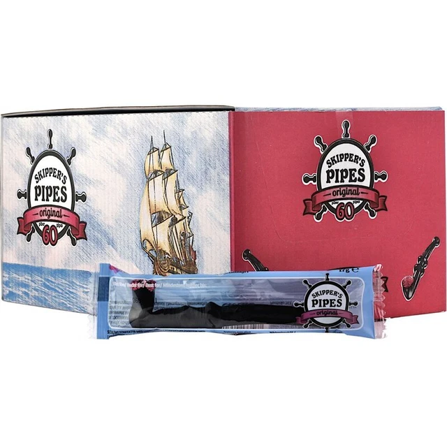 MALACO SKIPPER'S ORIGINAL Licorice Pipes 60 x 17g in Box Made in Sweden ...