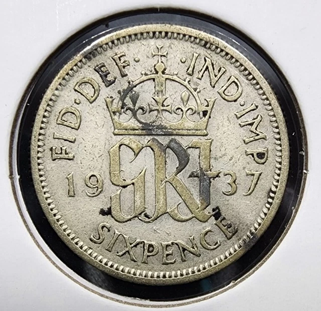 1937 GREAT BRITAIN 🇬🇧 6 Pence World Silver Sixpence Coin KM 852 In ...