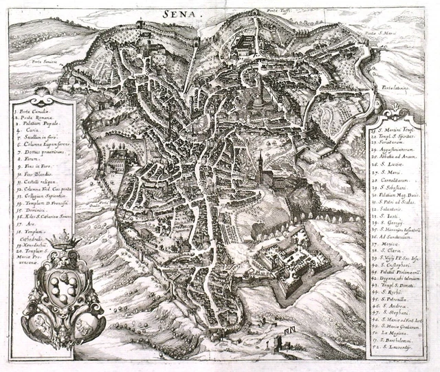 AUTENTICA MAPPA ANTICA di SIENA/Toscana di Matteo Meriano, pubblicata ...