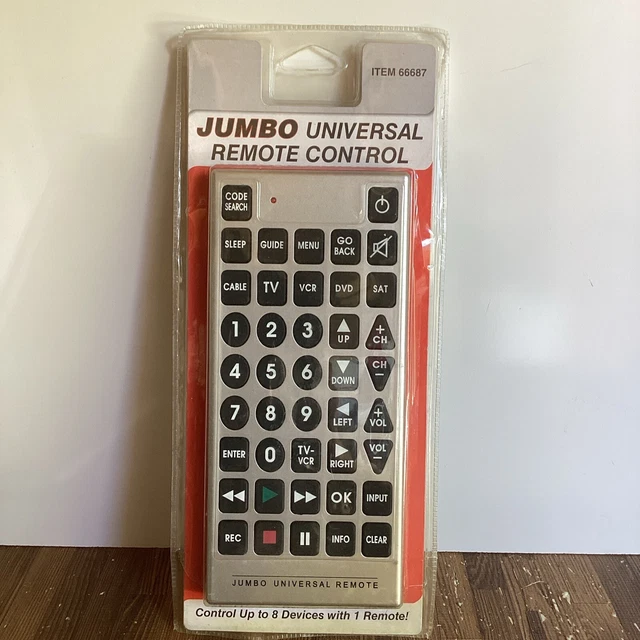 NEW IN PACKAGE JUMBO UNIVERSAL REMOTE CONTROL HUGE BIG GIANT 8 devices ...