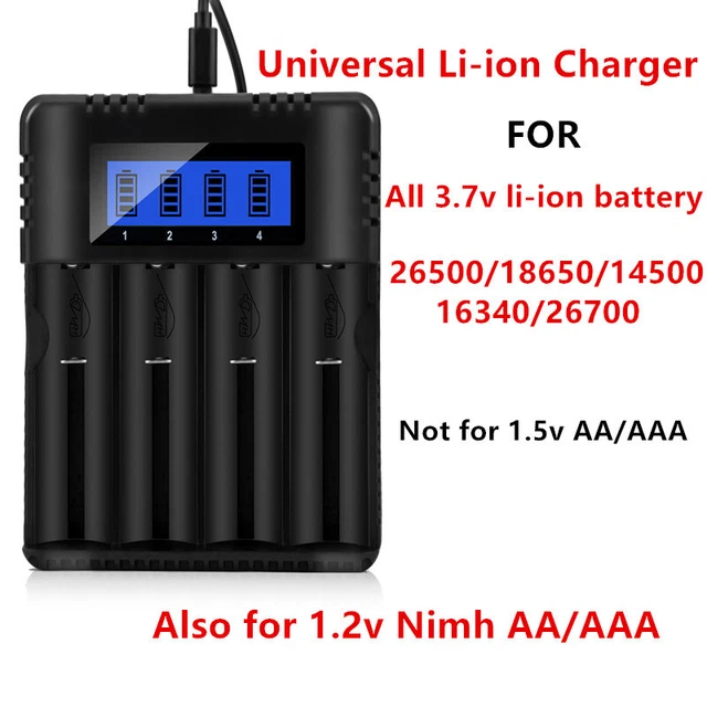 UNIVERSAL SMART CHARGER for 1.2V Nimh AA AAA 3.7V Lithium CR123A 16340 ...