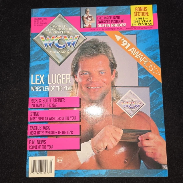 WORLD CHAMPIONSHIP WRESTLING WCW Magazine March 1992 Luger Dustin ...