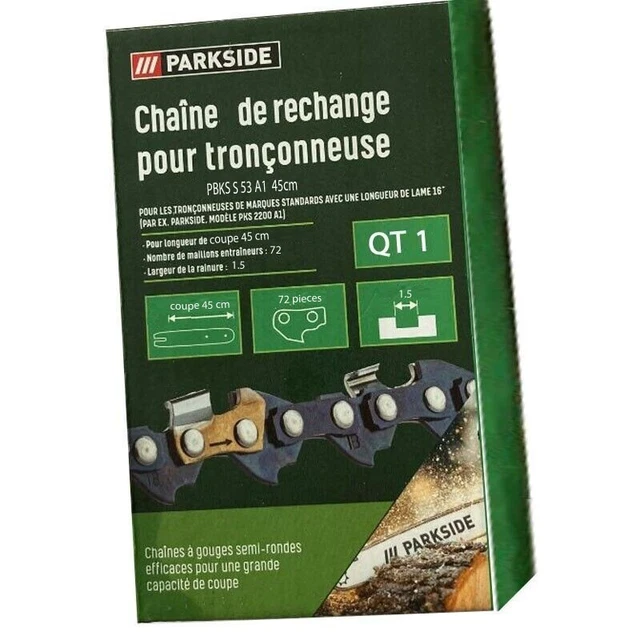 CHAINE POUR TRONÇONNEUSE PARKSIDE PBKS 53 A1 45cm EUR 20,00 - PicClick FR