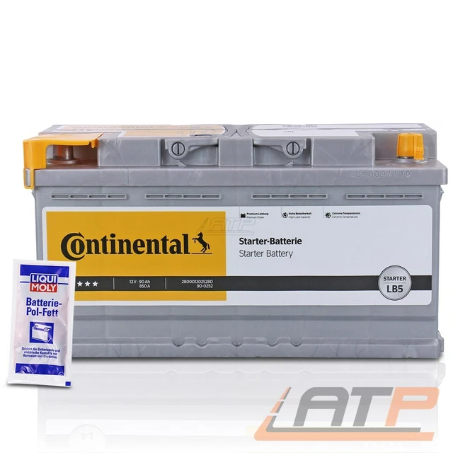 CONTINENTAL AUTOBATTERIE 12V STARTERBATTERIE 90Ah 850A LB5+10g BATTERIE ...
