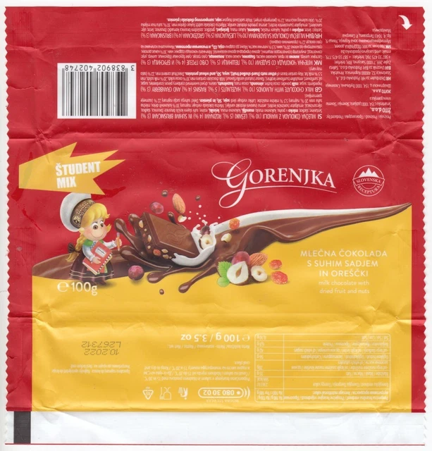 CHOCOLATE PLASTIC WRAPPER / Schokoladenpapier: Gorenjka Student Mix ...