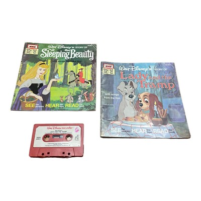 VTG DISNEY SLEEPING Beauty & Lady and the Tramp Read Along Book & Tape ...