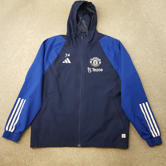 ADIDAS MANCHESTER UNITED Mens Jacket Medium Blue Player Issue 74 ...