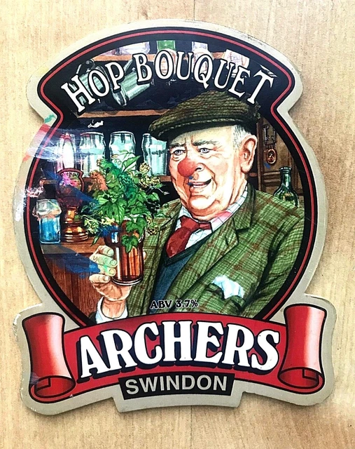 HOP BOUQUET ALE Bitter Beer Pump Clip Badge Front Archers Brewery ...