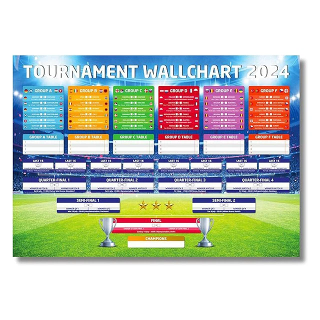 FOOTBALL WALLCHART 2024 UK Time Soccer Wallchart for Cinema Garage Wall ...