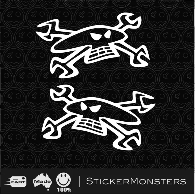 GUY MARTIN SPANNER Skull Sticker Decal 2X100mmW Pair Motor bike Racing ...