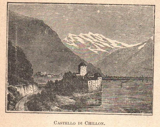 C5611 SUISSE, VEYTAUX, Chateau de Chillon, 1905 Xylographie, Vintage ...