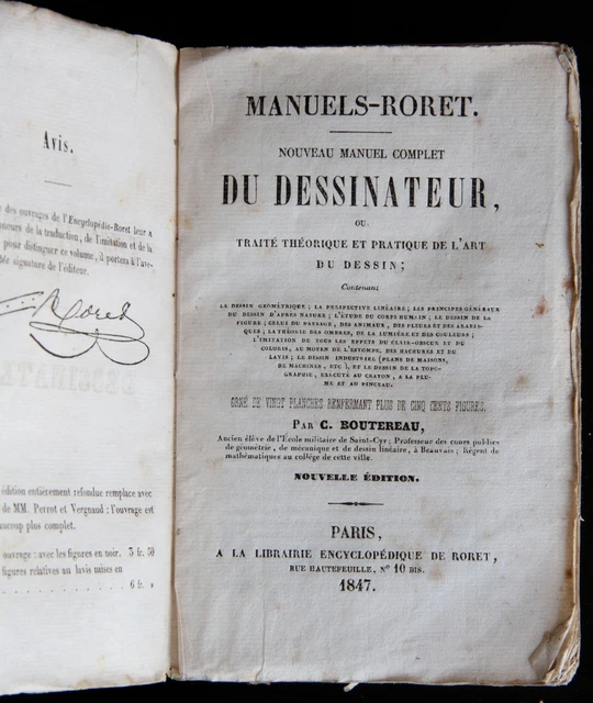 MANUEL DU DESSINATEUR ou TRAITé COMPLET DU DESSIN 1847 Boutereau RORET ...