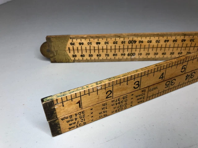 VINTAGE RABONE CHESTERMAN No. 1162 Boxwood & Brass 1M Folding Wood ...