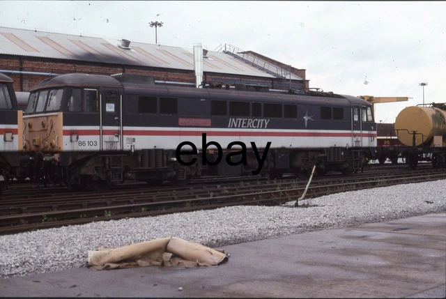 35MM RAILWAY SLIDE- BR Intercity Electric Loco Class 86. 86103 @ Crewe ...