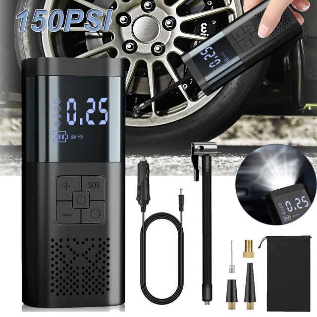 150PSI PORTABLE CAR Digital Electric Tire Inflator LCD Air Pump ...