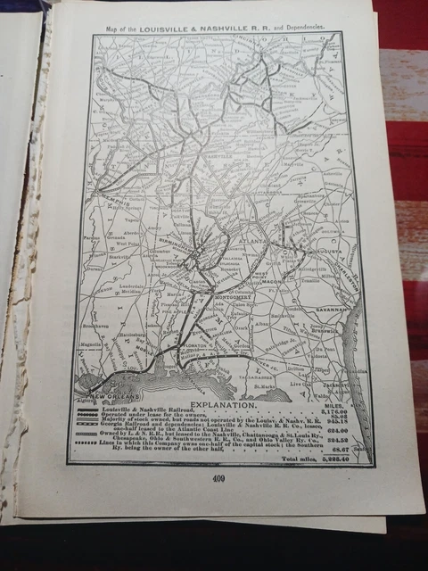 1901 TRAIN ROUTE Map + Report LOUISVILLE & NASHVILLE RAILROAD All Lines ...