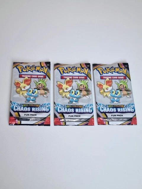 3X POKÉMON TCG Mega Evolution - Chaos Rising Fun Packs - 100% Original ...