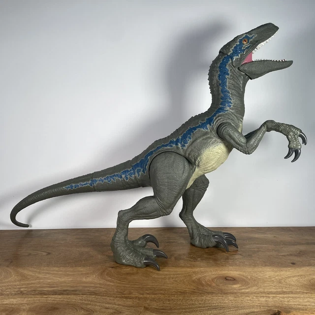 JURASSIC WORLD VELOCIRAPTOR Dinosaur Super Colossal Huge Figure Blue ...