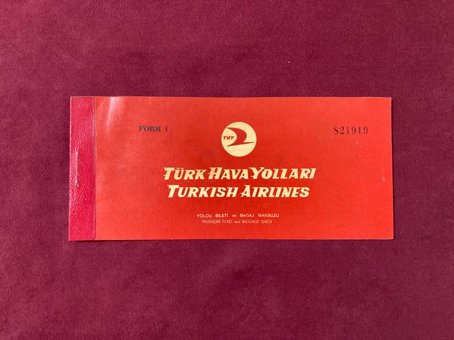 TURKISH AIRLINES FLIGHT Ticket 1960s Old Airlines Ticket Istanbul to ...