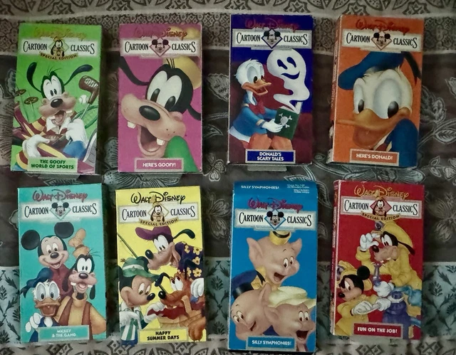 (8) WALT DISNEY Cartoon Classics VHS Movies Mickey Mouse Donald Duck ...