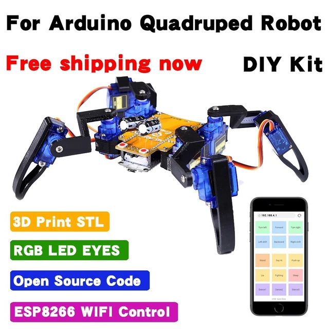 8-DOF SPIDER ROBOT Arduino DIY Kit Bionic Quadruped Edu-Robot Maker ...