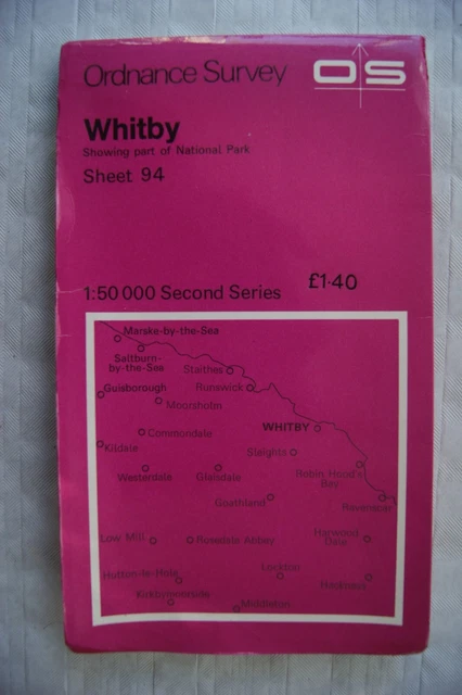 1976 OS SECOND series map Sheet 94 Whitby showing part of National Park ...