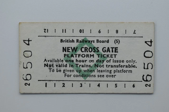 BRITISH RAILWAYS BOARD (S) NEW CROSS GATE Platform Ticket No 6504 JAN ...