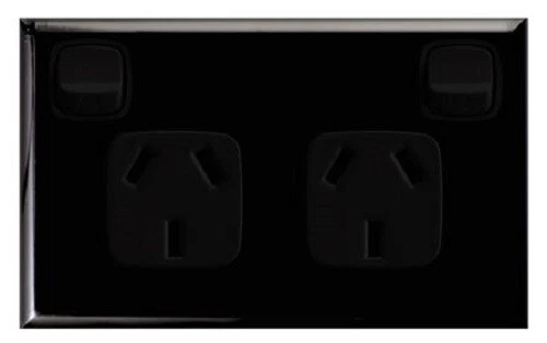 HPM EXCEL DOUBLE POWERPOINT 10A 230V 3-Pin Standard, Horizontal BLACK ...