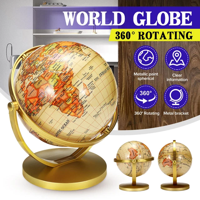 WORLD GLOBE ROTATING Map Earth with Stand Kids Geography Educational ...