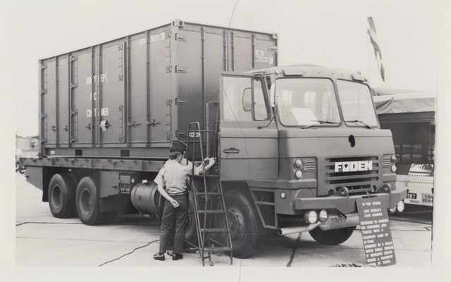 FODEN LORRY PHOTOGRAPH Picture Raf Container Carrier Truck Vehicle B&W ...