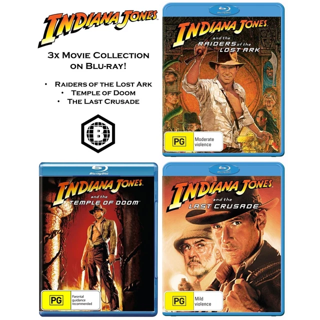 INDIANA JONES TRILOGY Movie Collection (Blu-ray, 3-Disc) Region B [NEW ...