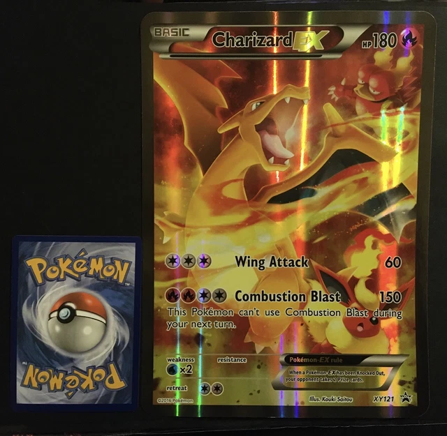 CHARIZARD EX JUMBO XY121 XY PROMO Oversized Pokemon Card Shiny LP EUR ...