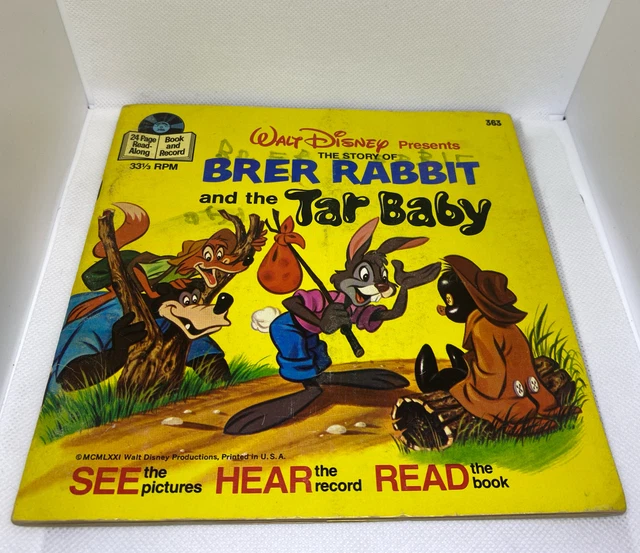 1977 WALT DISNEY Read Along Book & Record BRER RABBIT TAR BABY Song of ...