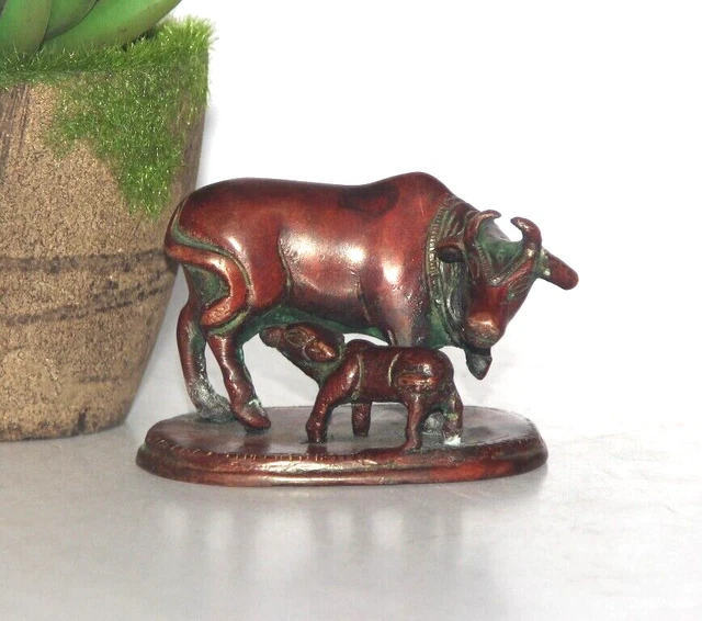 ANTIQUE BRASS HINDU Religious Nandi Holy Cow Statue Figurine 8568 EUR ...