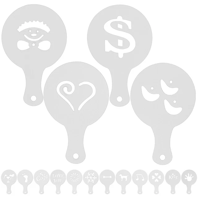 16 PCS COFFEE Latte Mold Decoration Stencils Cappuccino Art Templates ...