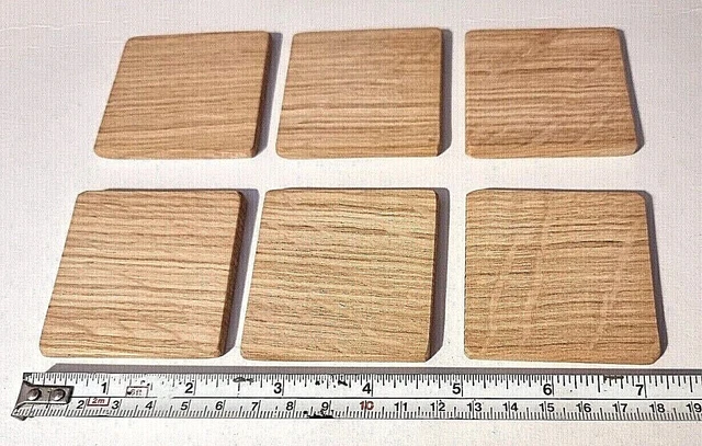 SOLID OAK WOOD Square Shapes For Crafting Model Making x 6 Free Postage ...