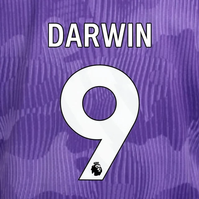 LIVERPOOL 3RD 2023 2024 Darwin 9 Official Avery Dennison Player Name ...