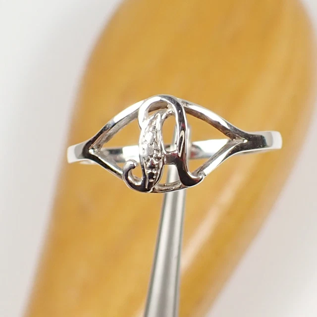 SCRIPT LETTER INITIAL A Dainty Ring Genuine 925 Sterling Silver - R648a ...
