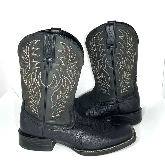ARIAT® MENS LEATHER Sport 9 D Black Square Toe Western Boot Cowboy ...