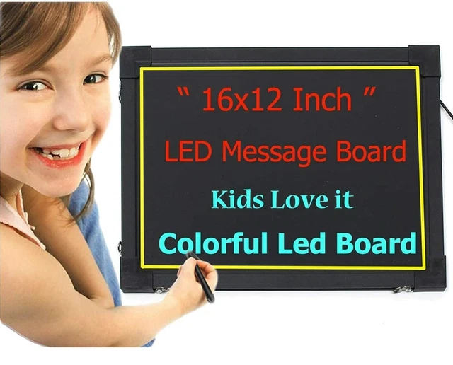 LED MESSAGE BOARD 16x12 Inch Colourful Light Up Drawing Writing Board ...