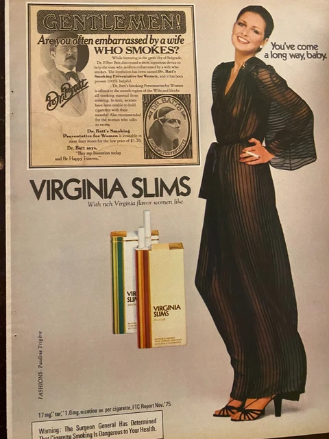 VIRGINIA SLIMS CIGARETTES, Full Page Vintage Print Ad £1.59 - PicClick UK