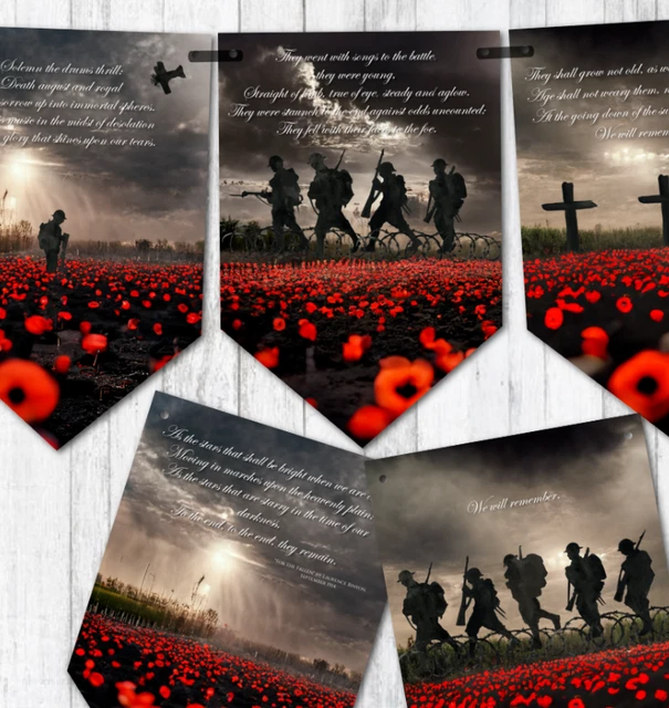 REMEMBRANCE DAY POPPY 'For The Fallen' Full Poem Armed Forces Bunting ...