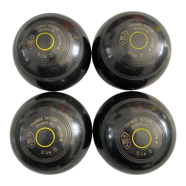 THOMAS TAYLOR LIGNOID Black Lawn Bowls Size 5 Heavy Great Condition £79 ...