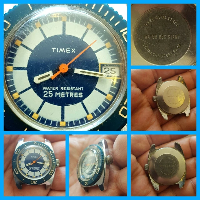 TIMEX SUB BOY 31,5 X 26,5mm manual wind data diver 25 metri 1960 ...
